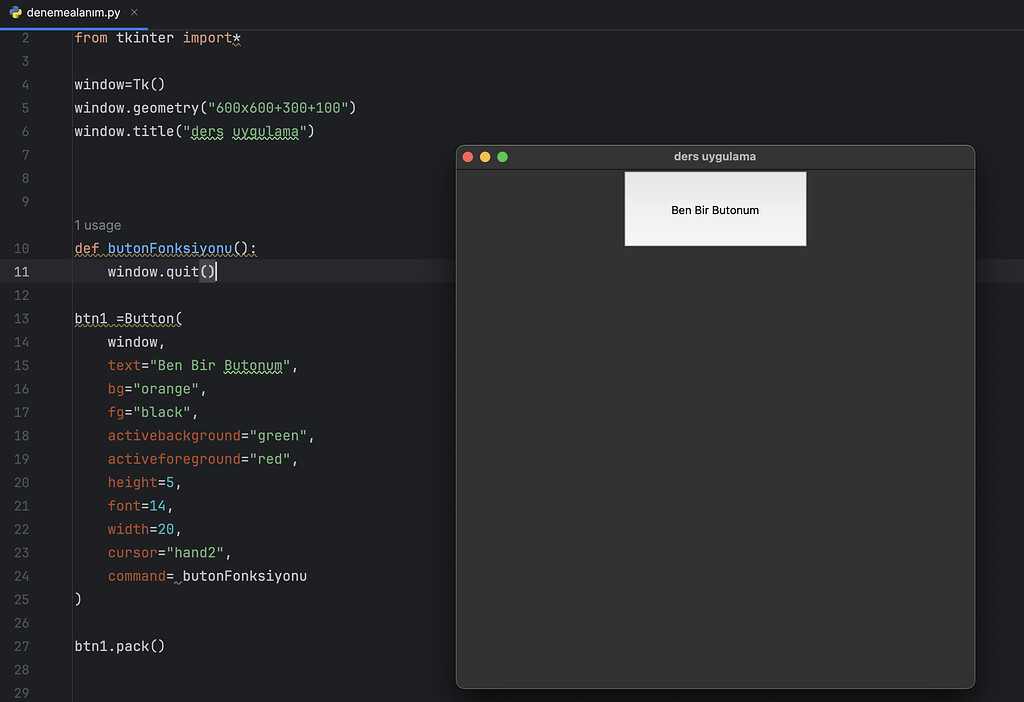 Tkinter de button için bg kodu bir türlü etki etmiyor - TkInter ...