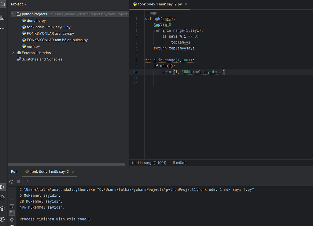 Bu iki mükemmel sayı kodundaki fark ne? - Python - YazBel forumu