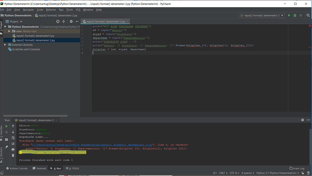 Format() sorunu - Python - YazBel forumu