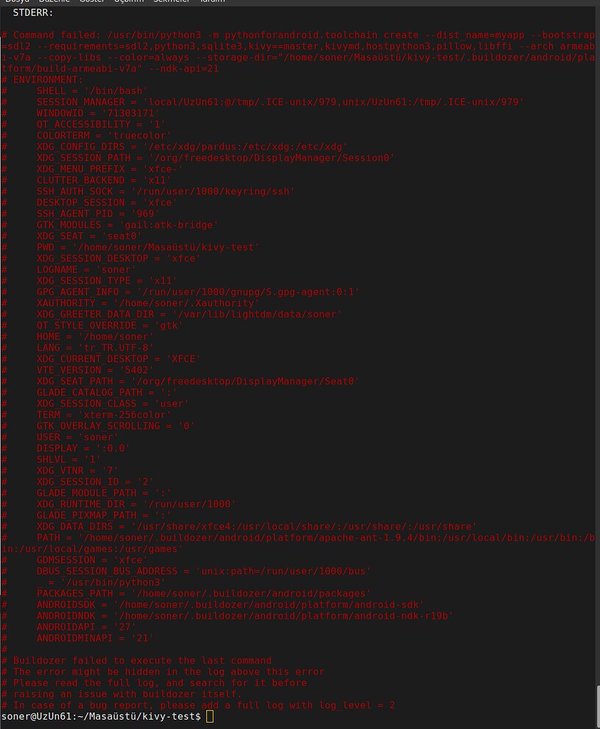 Kivy apk derleme hatası - Kivy - YazBel forumu