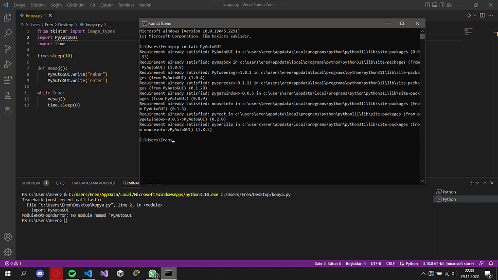 Python Da Yeni Bir Modül Indirdim Fakat Program Modülü Görmüyor Python Yazbel Forumu