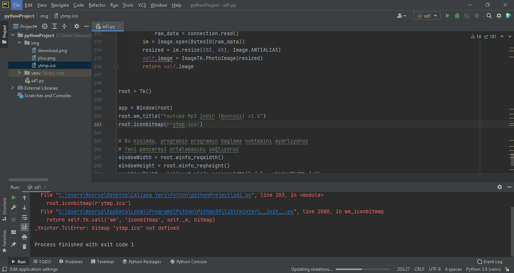_tkinter.TclError: bitmap not defined hatası - TkInter - YazBel forumu