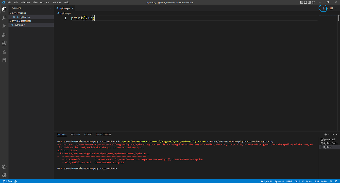 Python bulunamadı - Python - YazBel forumu