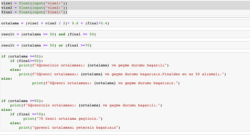 İki durumu birbirinden ayırmak - Python - YazBel forumu