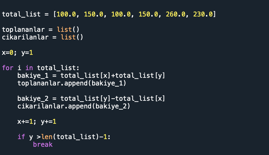 Python - Listedeki Verileri Tekrarlayarak Hesaplayamıyorum! - Python - YazBel forumu
